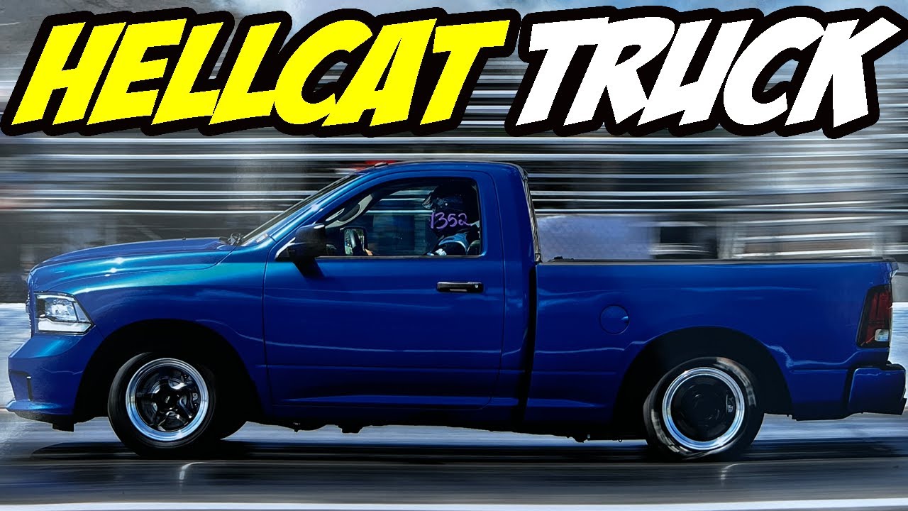 Dodge RAM 1500 Hellcat Swap 1/4 Mile Drag Racing Orlando Speedway - YouTube