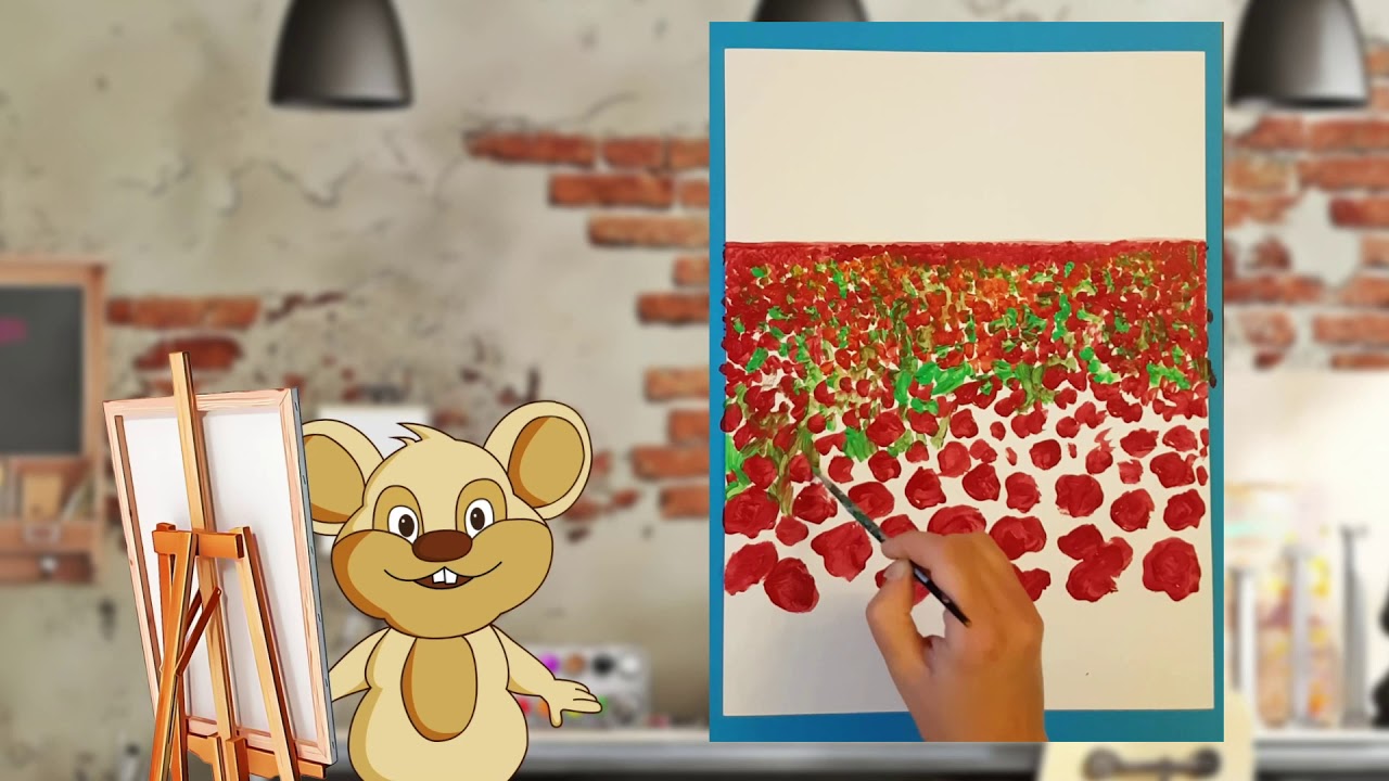 Atelier pictura - Camp cu maci - YouTube