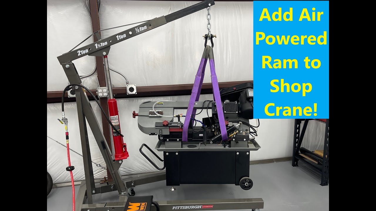 Air Powered Ram for Shop Crane Install and Use - YouTube
