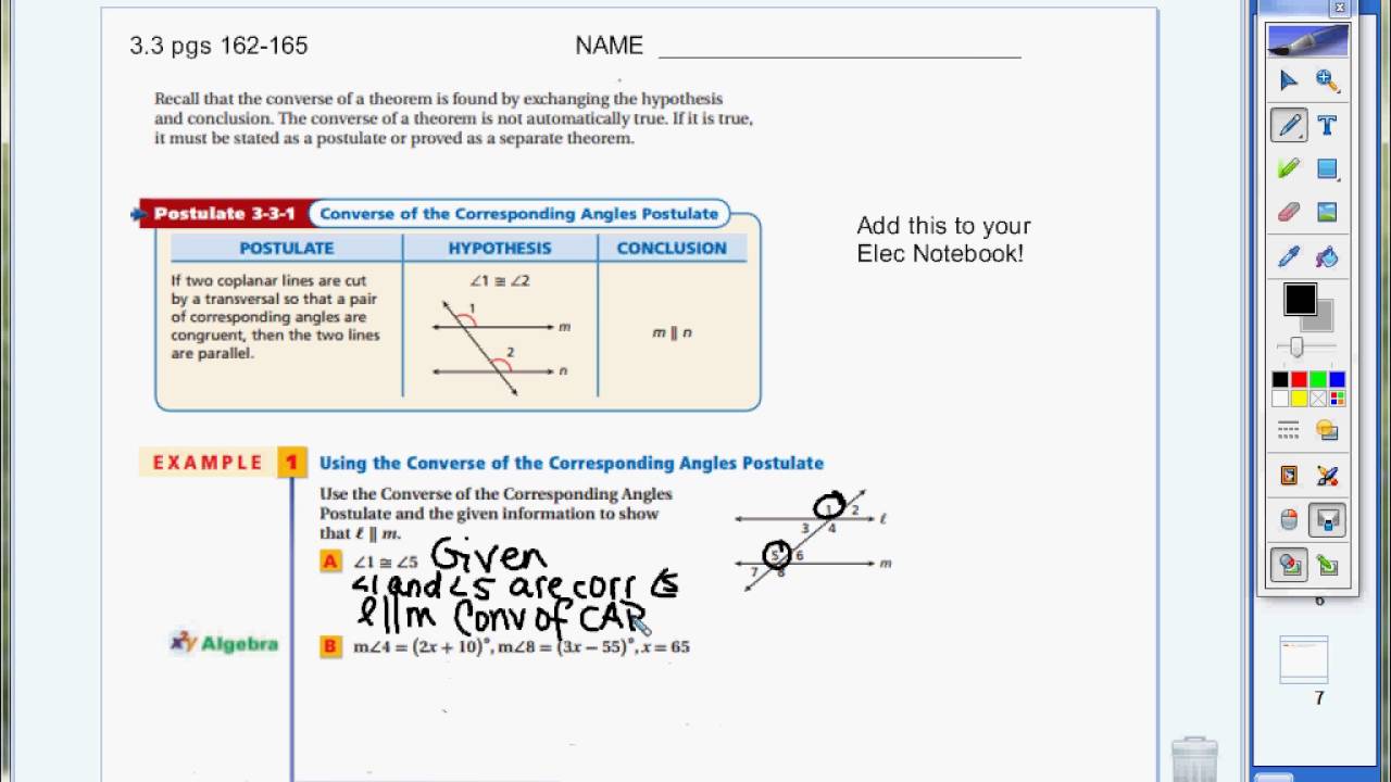 3.3 Example 1 Converse of Corresponding Angles Postulate - YouTube