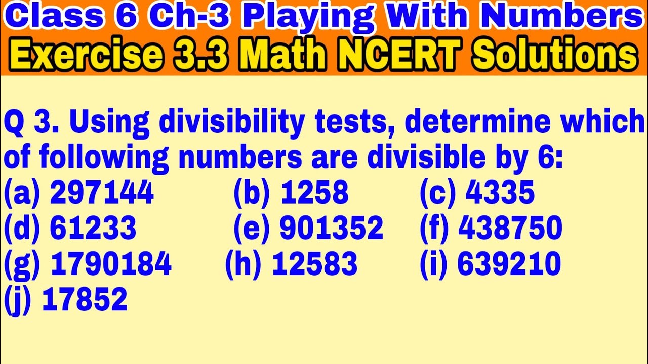 Class 6 Ex 3.3 Q 3 | Playing with Numbers | Chapter 3 | Exercise 3.3 ...