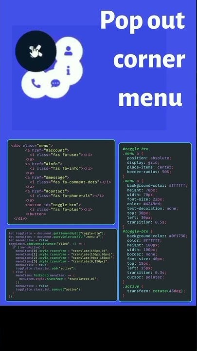 Animated css pop out menu - YouTube