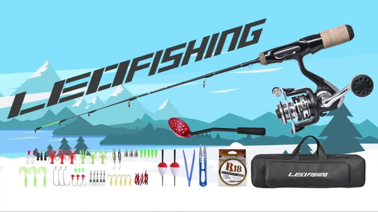 LEOFISHING One Piece Ice Fishing Rod and Reel Combos - YouTube