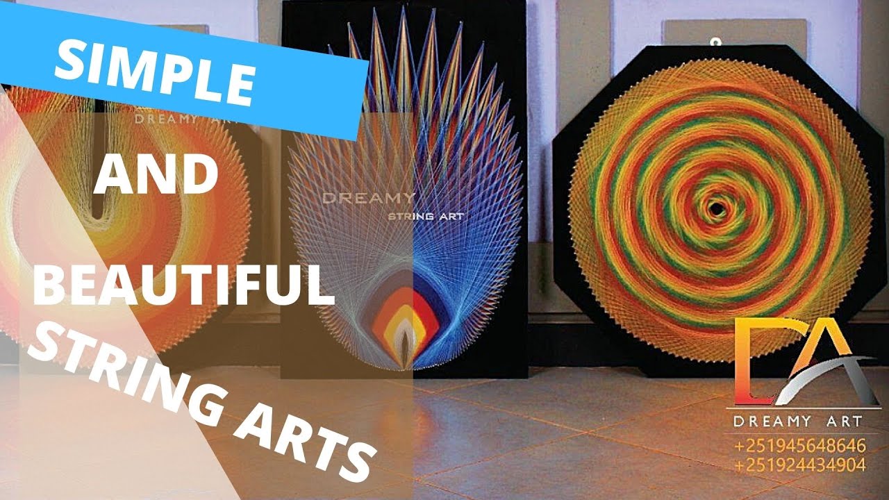 Simple and beautiful string arts with a number of nail and string color ...