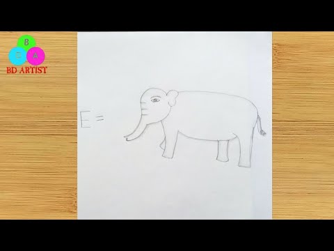 How to draw elephant from E step by step(very easy)|| Pencil sketch ...