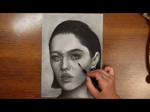 Drawing with charcoal pencils on smooth paper - Timelapse - YouTube