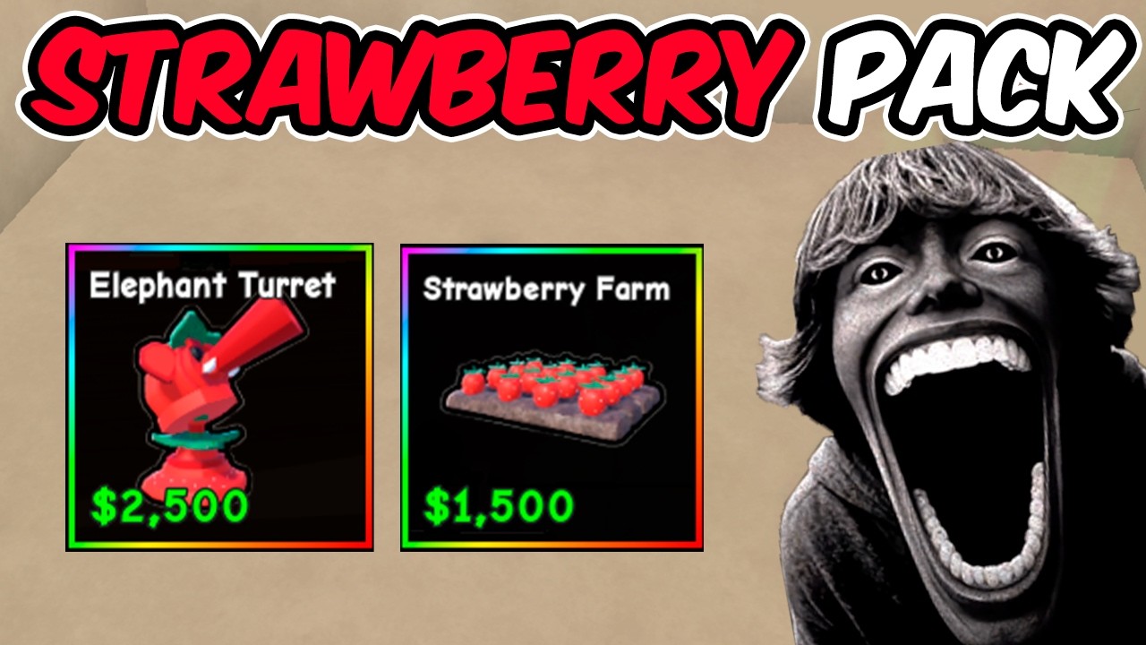 The STRAWBERRY PACK is KINDA OP in Roblox Defend Your Base From 67 ...
