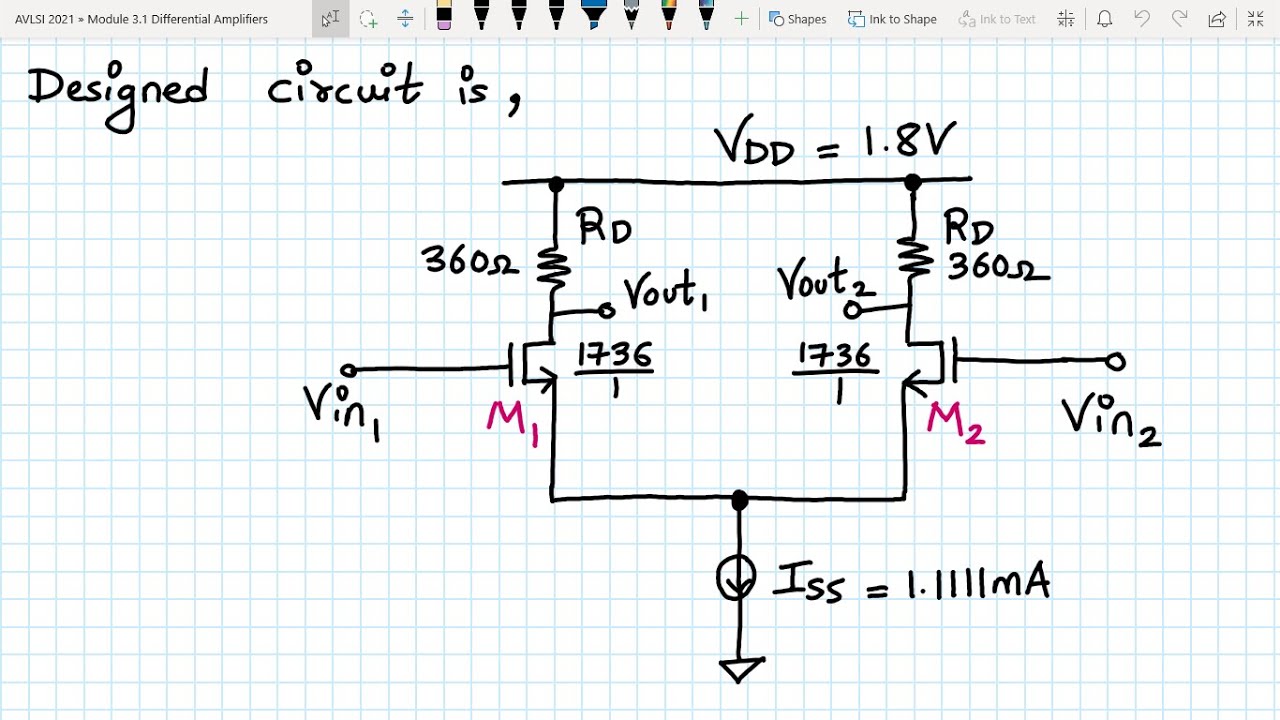 Analog Vlsi Design Lecture 312b Mos Differential Amplifier Numerical Part 2b Youtube