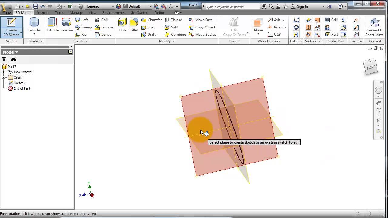 76 AutoDesk Inventor Surface Tutorial: Sweep surface - YouTube