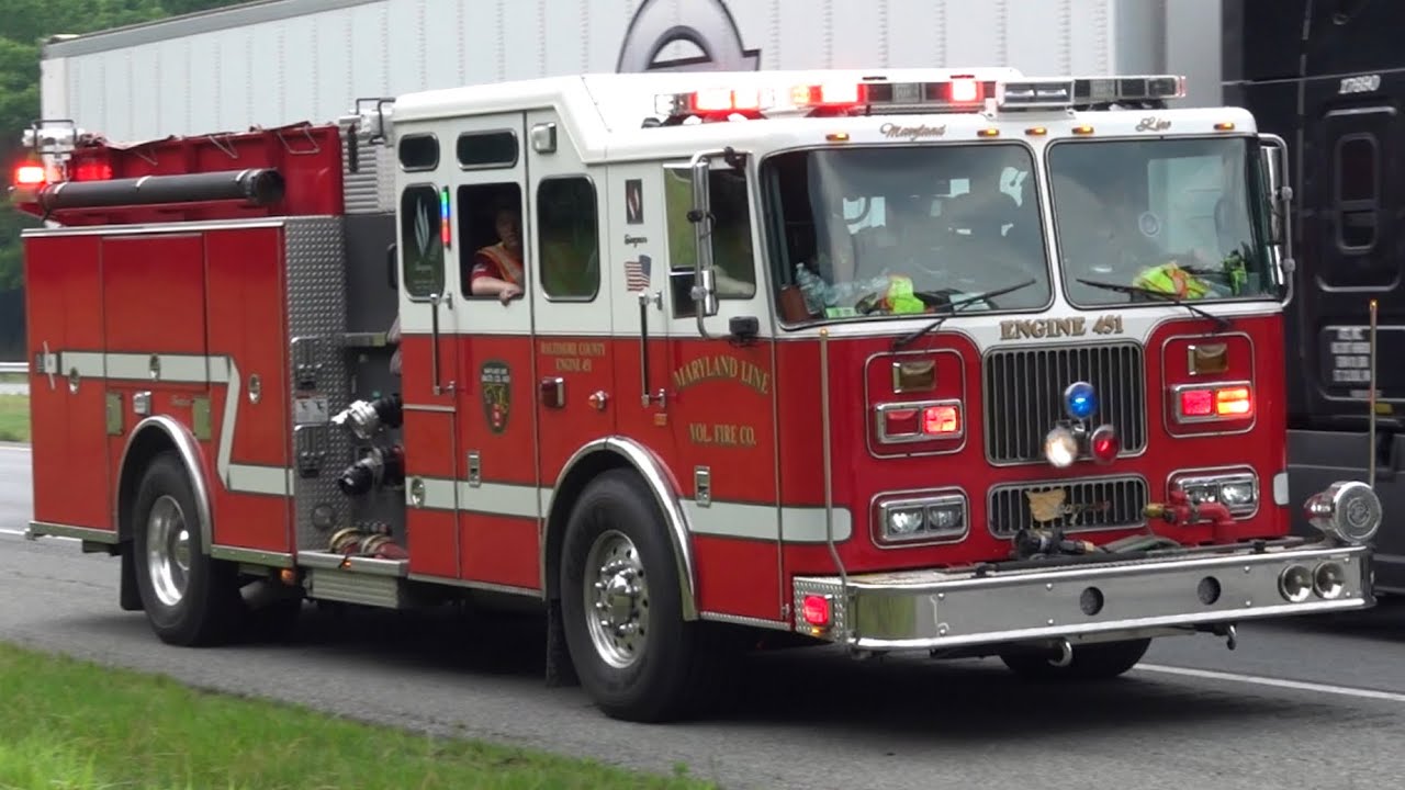 Maryland Line Volunteer Fire Company Engine 451 & Medic 455 Responding ...
