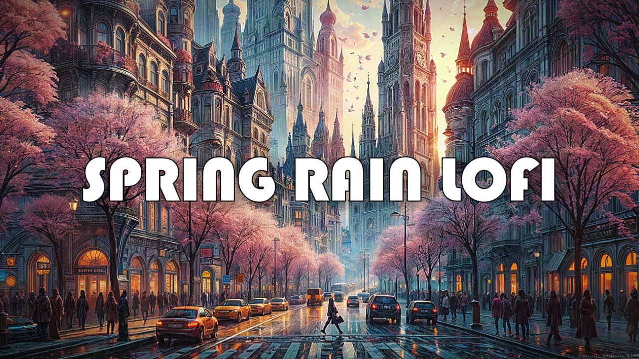 Spring rain Lofi background city music ,rain sound, lofi beats to study ...