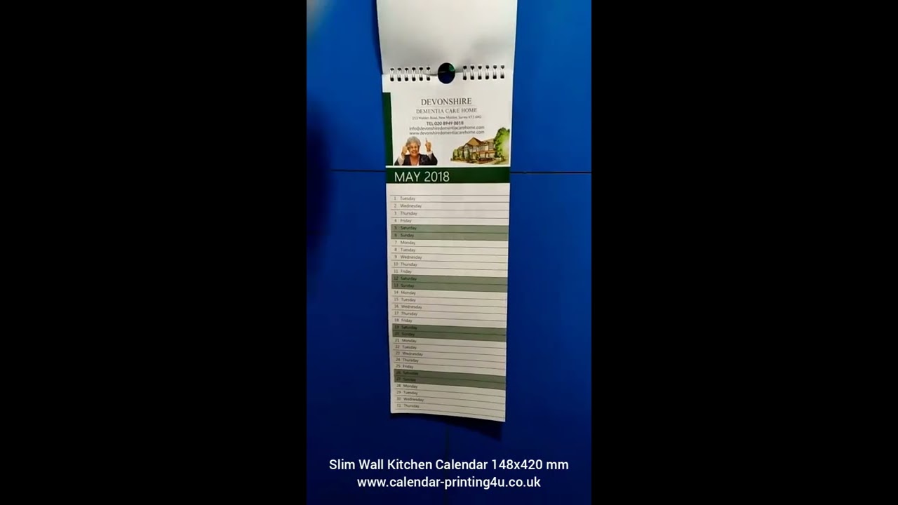 Slim Wall Kitchen Calendar for the Year 2019 - YouTube