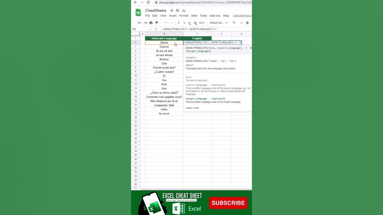 How to Create Excel to Detect Different Language | #exceltutorial #shorts #trending #viral - YouTube