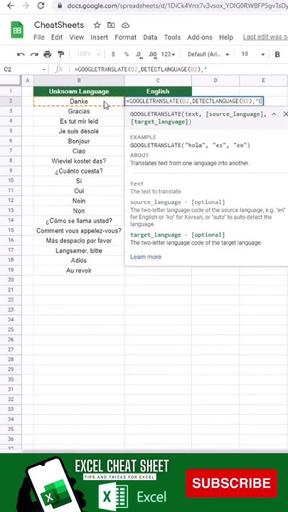 How to Create Excel to Detect Different Language | #exceltutorial #shorts #trending #viral - YouTube