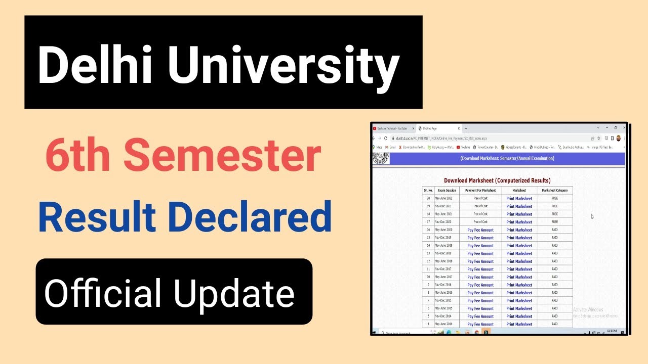 DU Result 2022 || Delhi University 6th semester result declared || How ...