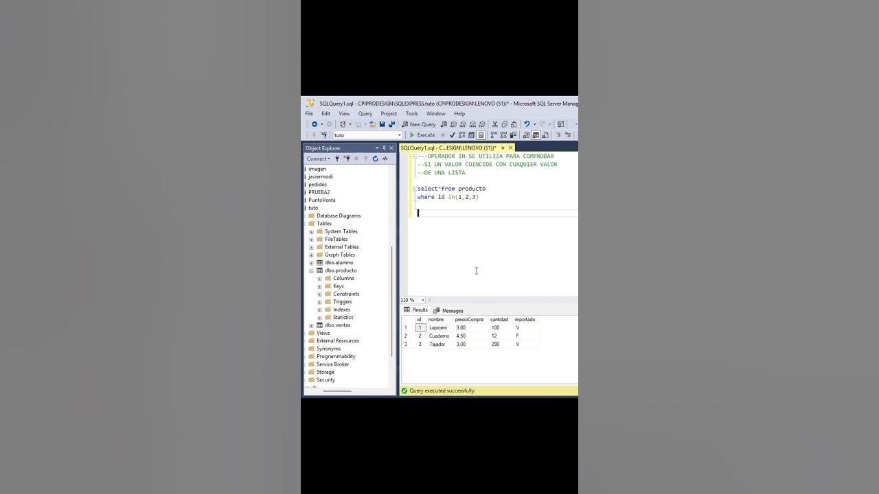 Operador in en sql server #education #programacion #sql #sqlserver ...