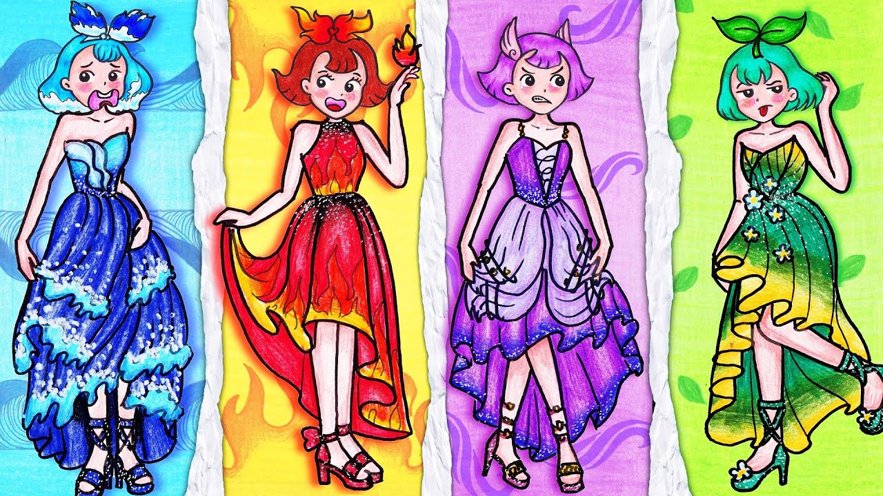 Fire, Water, Air, and Earth Girl! 4 Elements Dress Party |불, 물, 공기, 땅의 ...