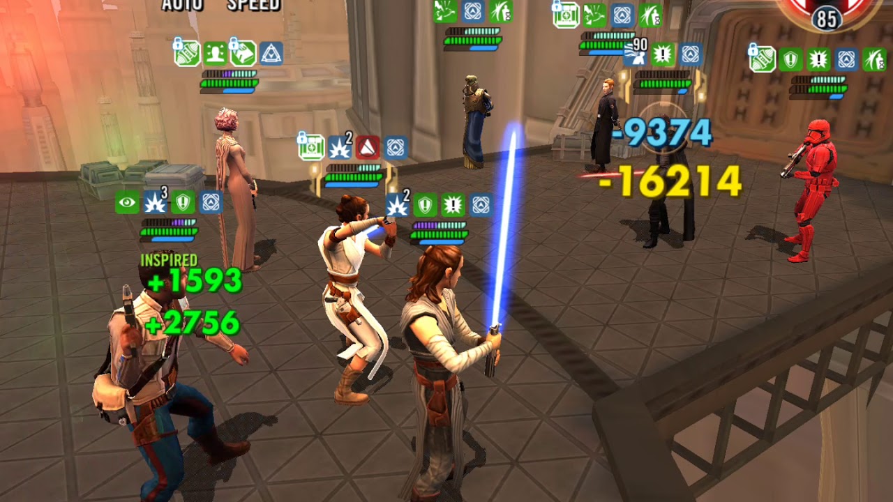 SWGOH - GL Rey + Wat vs. GL Kylo + wat - success! - YouTube