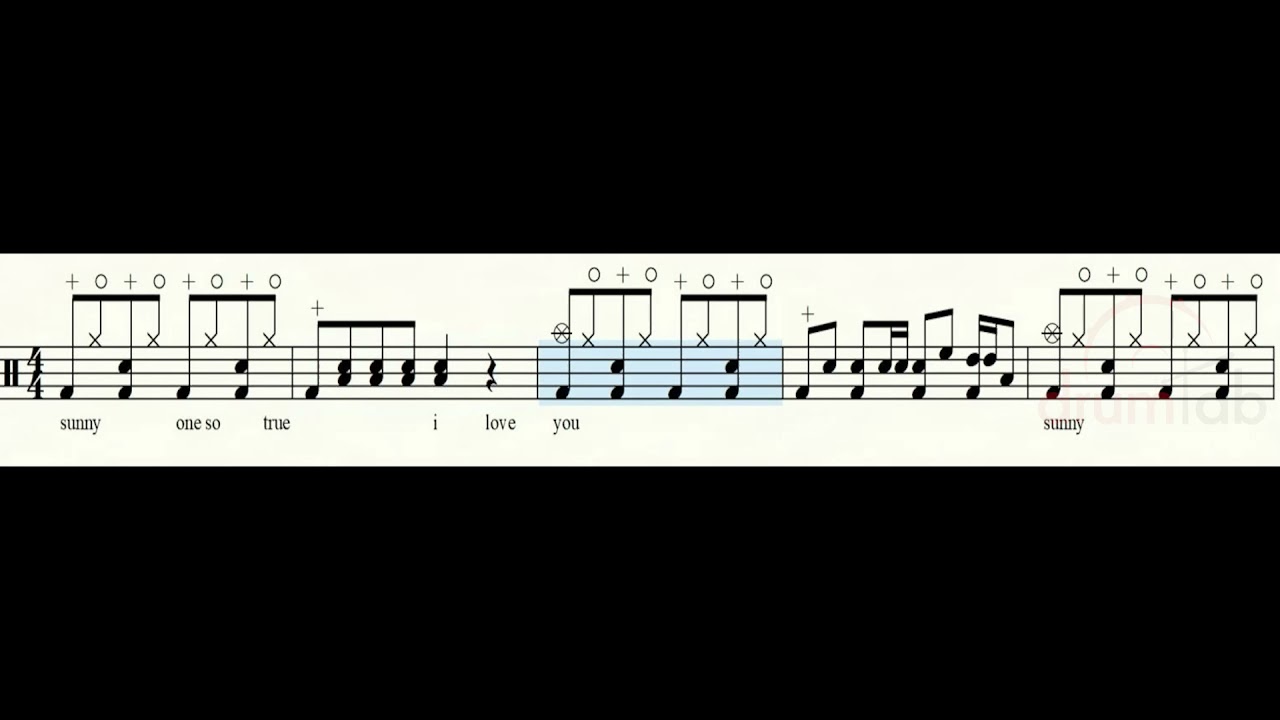 Sunny(Easy Ver.)(악보영상)-Boney M #drumtab #드럼악보 #drumscore #drumsheetmusic #drumnotation - YouTube