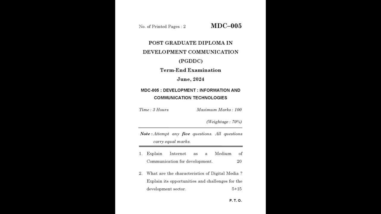 MDC - 005 June 2024 Question Paper - YouTube