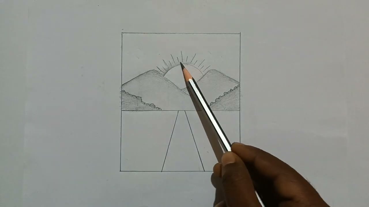 How to Draw Square Shape Scenery | Easy Step-by-Step Tutorial ...