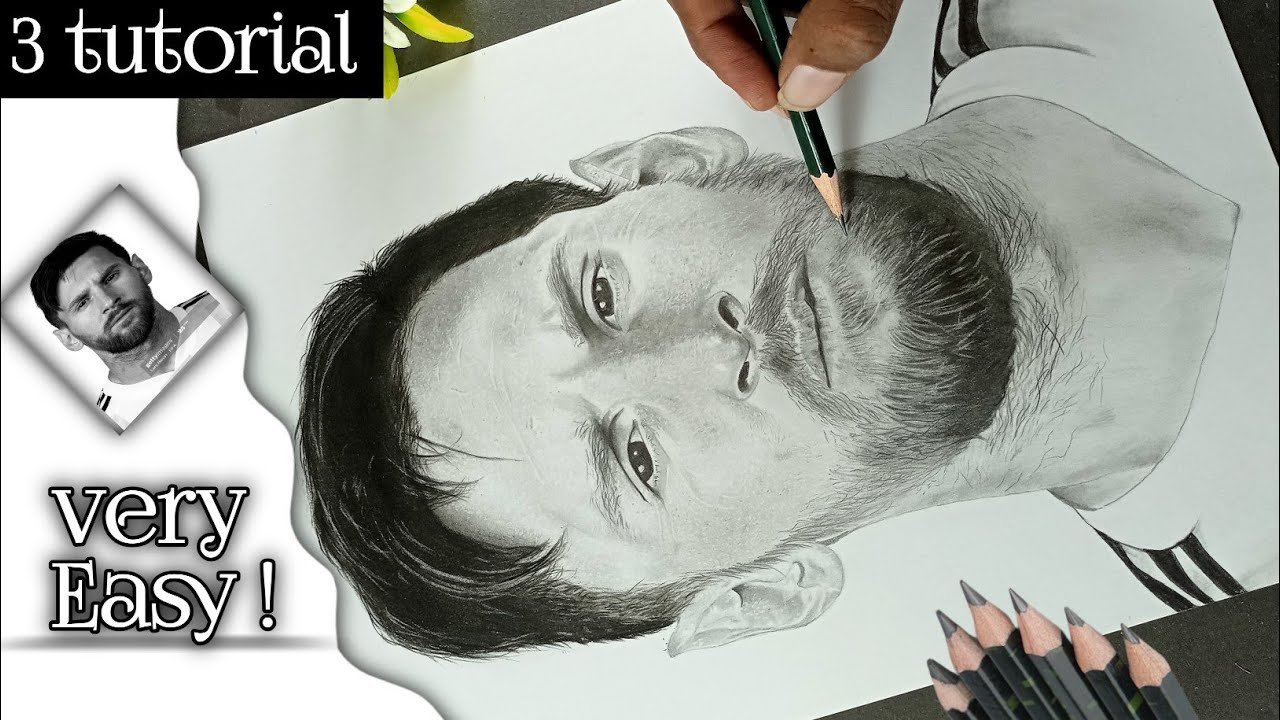 Lionel Messi realistic Beard drawing | How to draw Lionel Messi step by ...