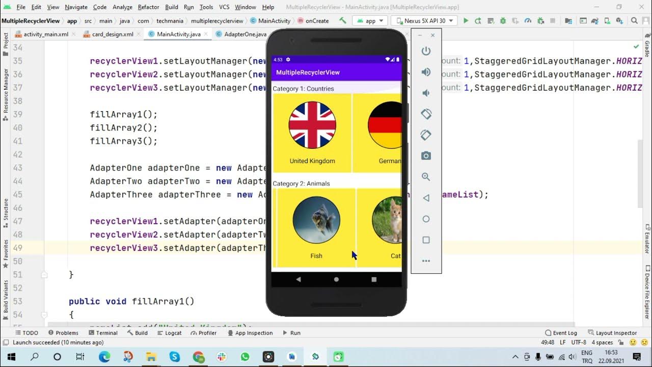 Android App Development: Using Multiple Recycler Views Within an Application - YouTube