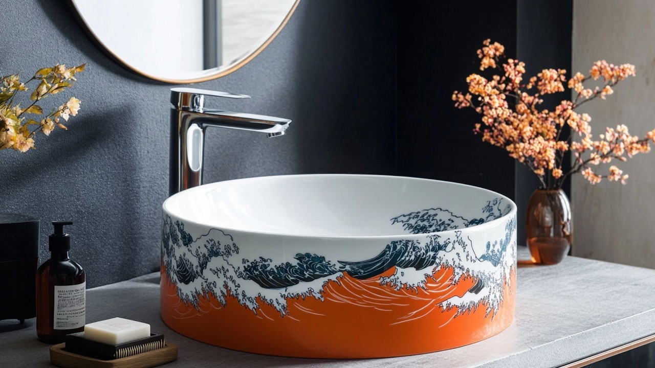 Porcelain Sink with The Great Wave Off Kanagawa | Stunning Japanese ...