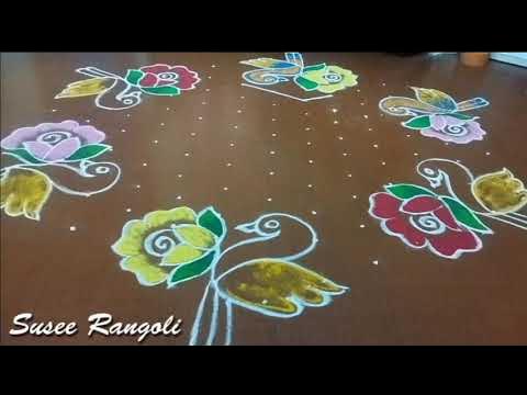 Sankranthi Special Rangoli 13x7 Dots👍Easy Dhanurmasam Chukkala muggulu👍Pongal kolam ...