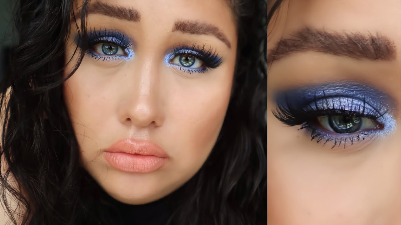 Winter Blue/Blue Purple Makeup Tutorial | Colourpop Blue Moon | Makeup ...