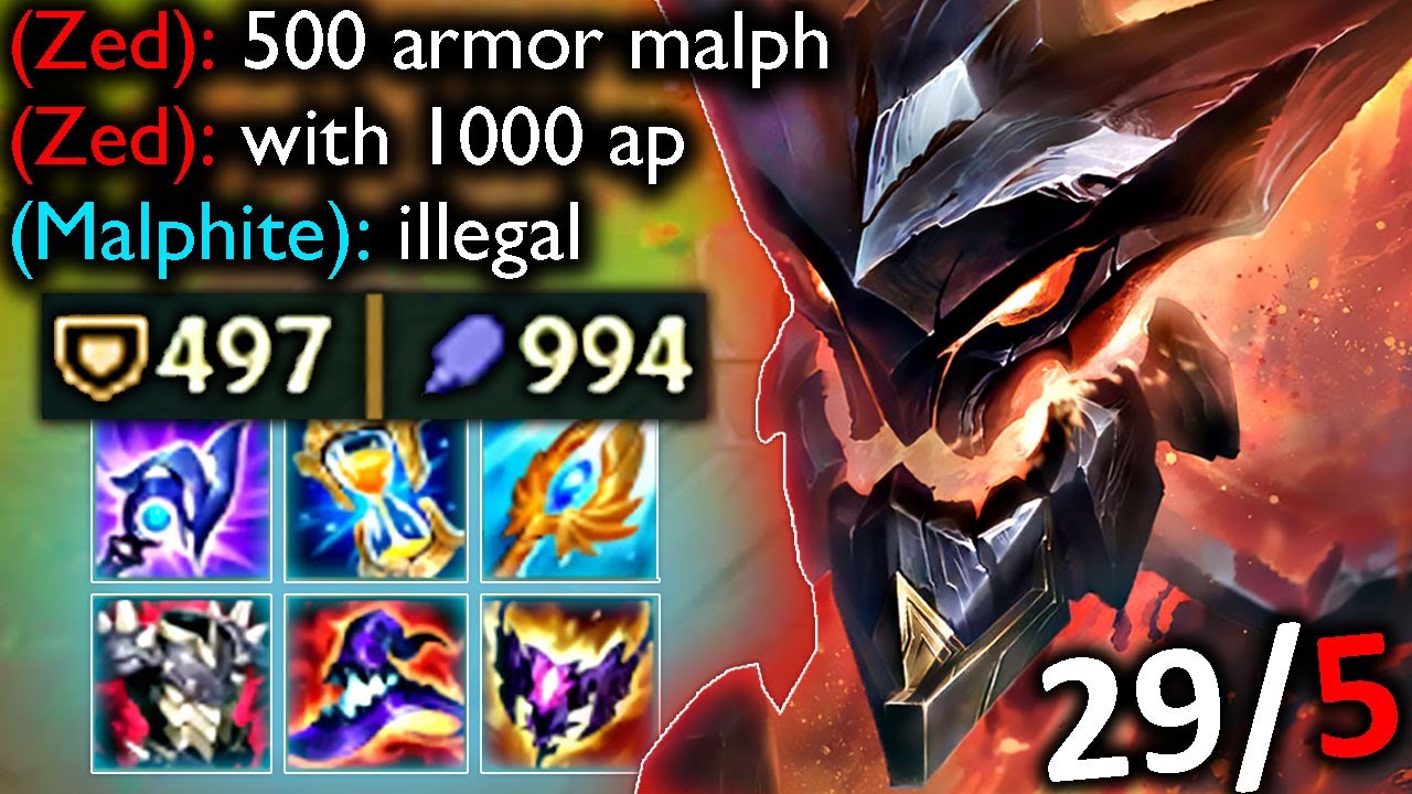 THE ILLEGAL MALPHITE BUILD.. (1000 AP, 500 ARMOR) - YouTube
