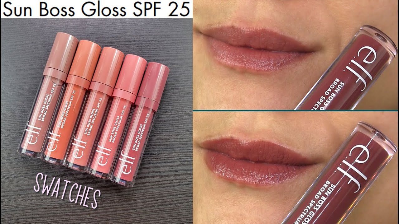 elf SUN BOSS GLOSS SPF 25 // Swatches & Review - YouTube