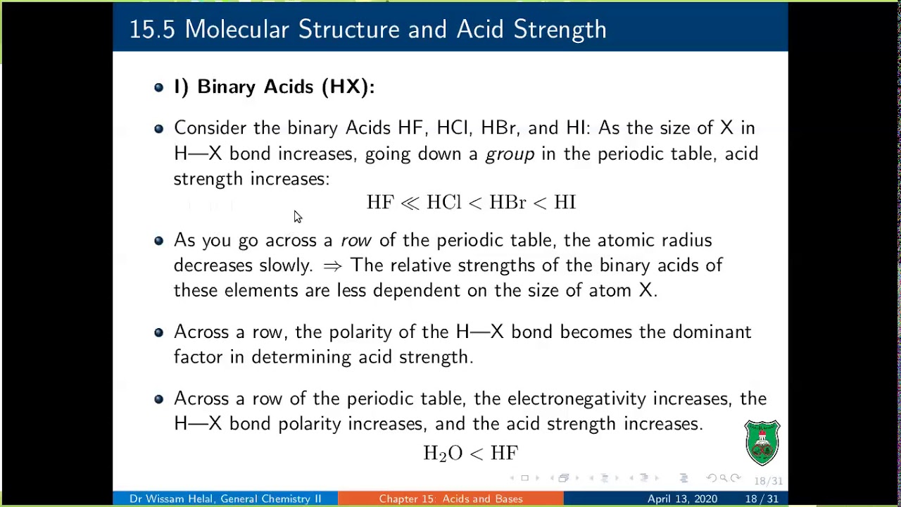 Chem II. Ch15 Acids & Bases. Lecture Video 13 - YouTube