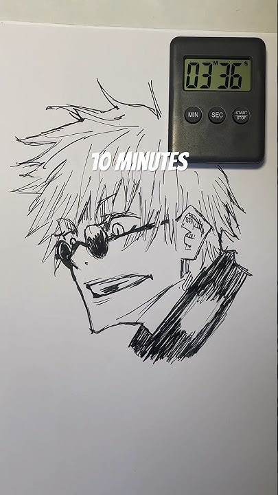 How to Draw Gojo in 10sec,1mins,10mins 五条悟を10秒、1分、10分で描いてみた ...