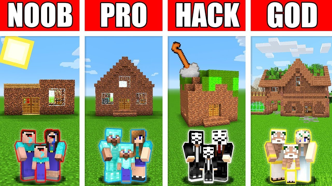 DIRT HOUSE BUILD CHALLENGE NOOB vs PRO vs HACKER vs GOD Animation DIRTY ...