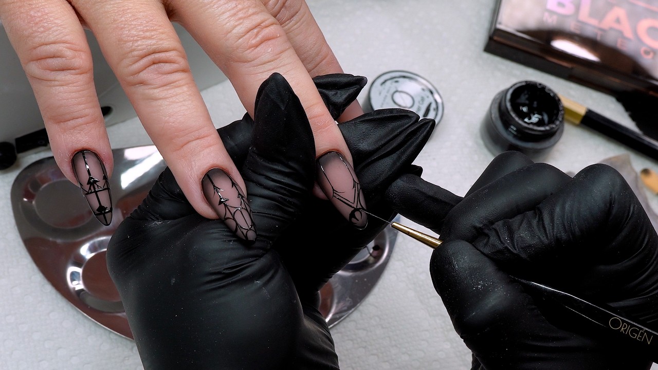 Matte Black Cathedral Nail Art Tutorial | Stained Glass Nails | with ...