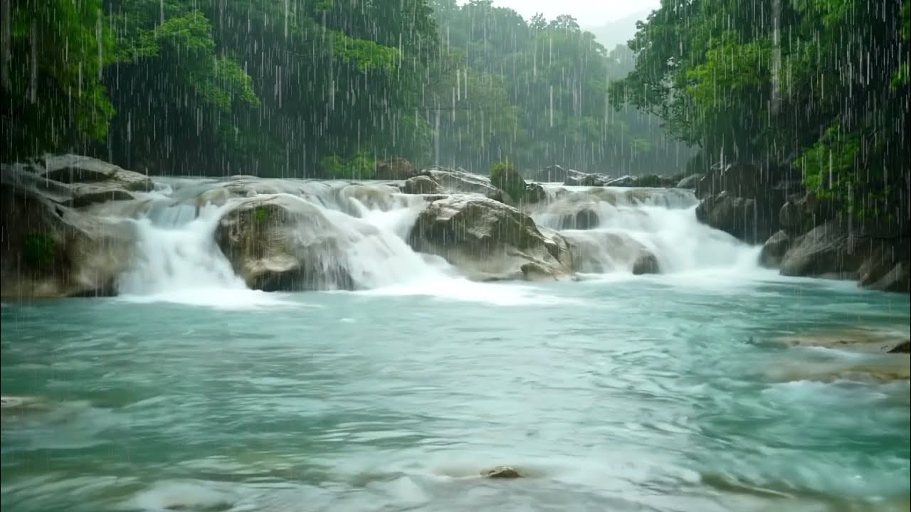 The beautiful River is raining | sleep, relax, meditate, study, work, ASMR - YouTube