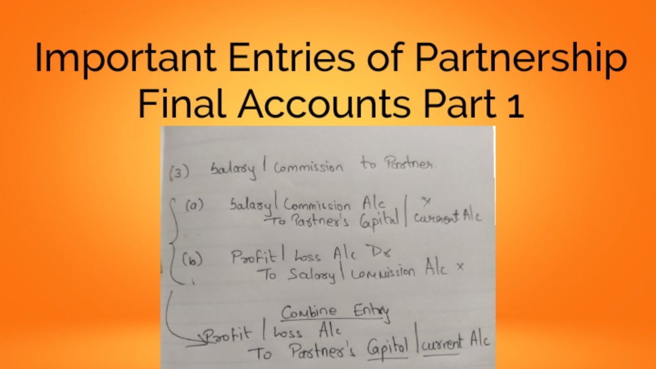 Journal entries related to profit or loss account and capital account ...