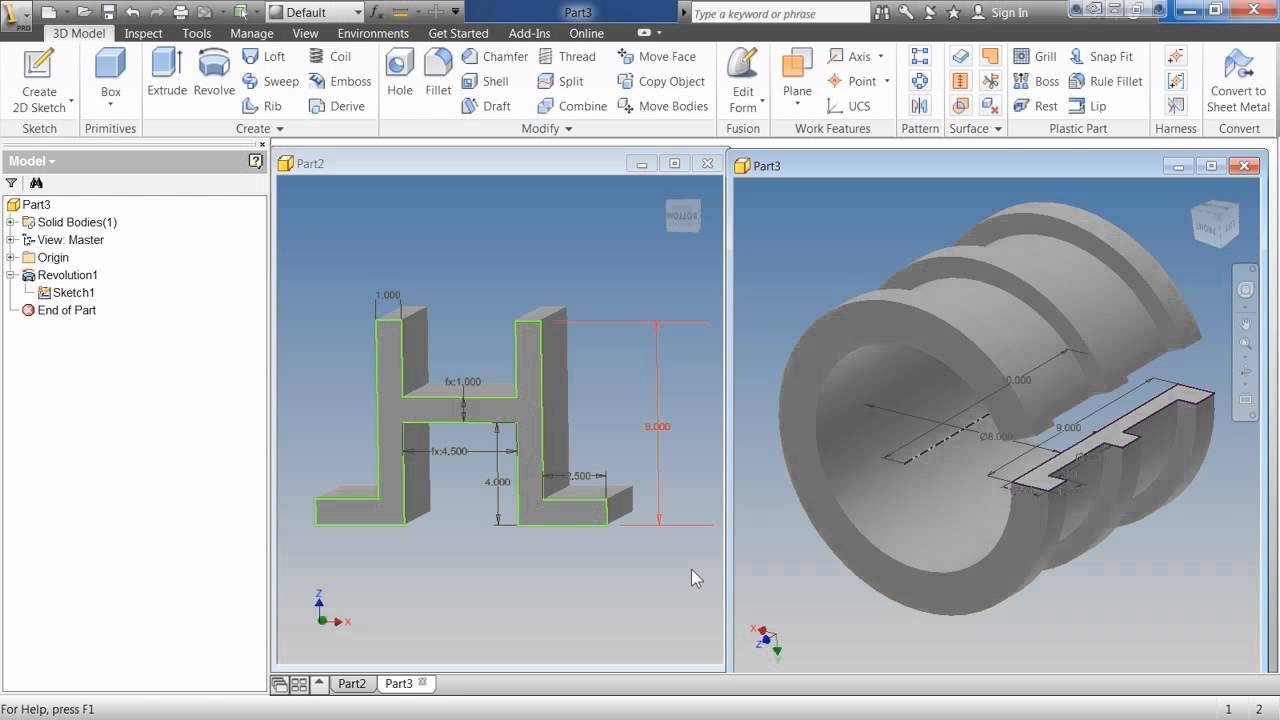 Autodesk Inventor 2013 Tutorial | Creating Base Sketched Features - YouTube