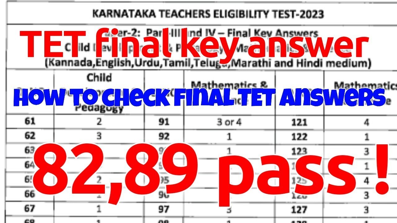 TET final key answers/ how to check answers /82,89 eligible or not ...
