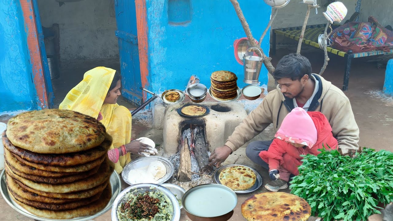 आज जया जी बनाए स्पेशल भथुआ का पराठा | village traditional routine ...