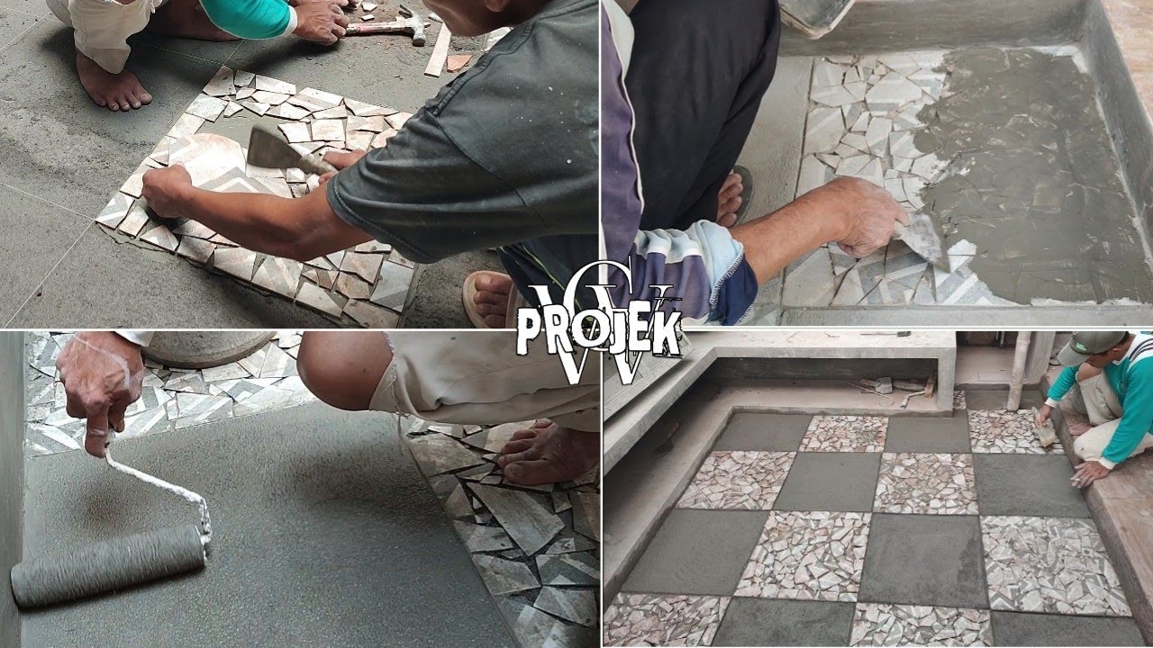 Diy Art || Utilizing broken ceramics into a beatiful floor - YouTube