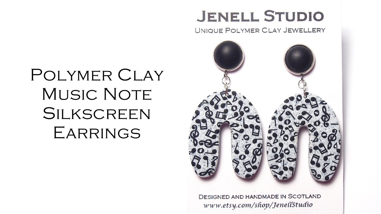 U-shape Music Note Earrings Polymer Clay Silkscreen Earrings - YouTube