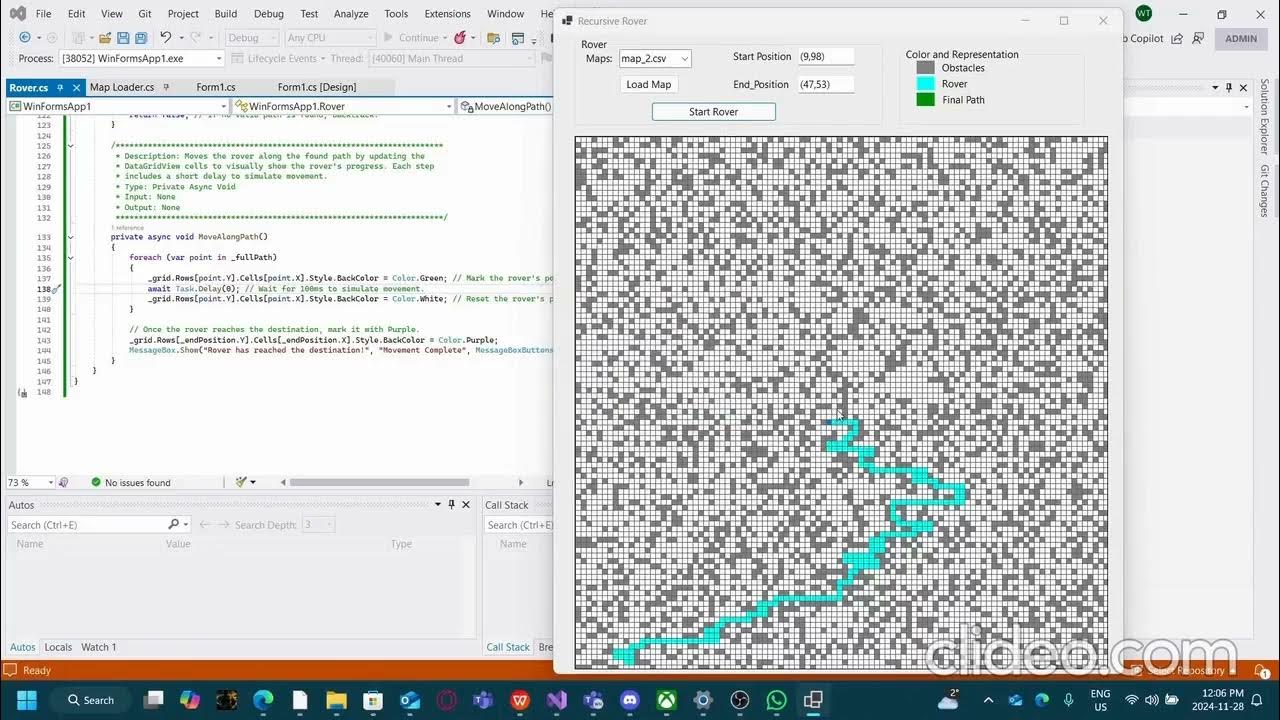 C# Pathfinding Demo Using Recursion | Windows Forms - YouTube