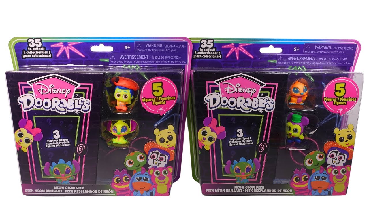 Disney Doorables Neon Glow Peek Packs Unboxing Review - YouTube