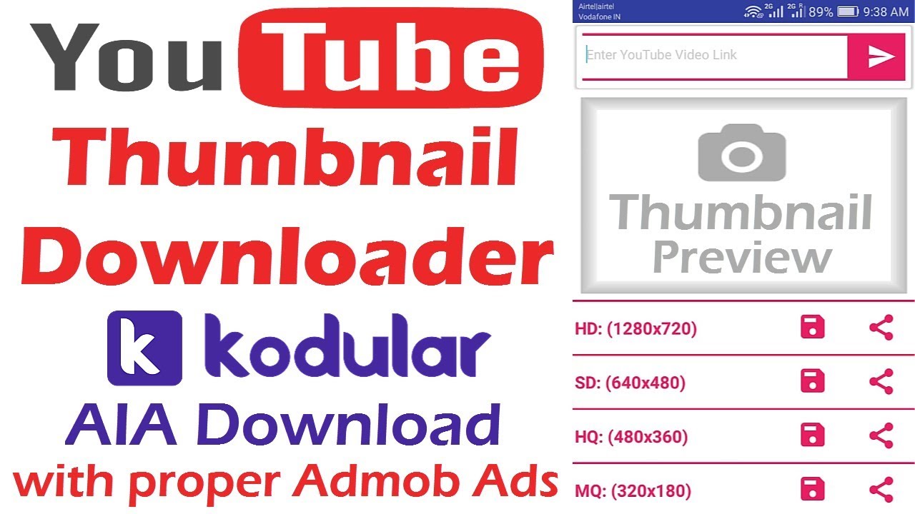 YouTube Thumbnail Downloader 2019 Kodular project | YouTube Kit Kodular ...