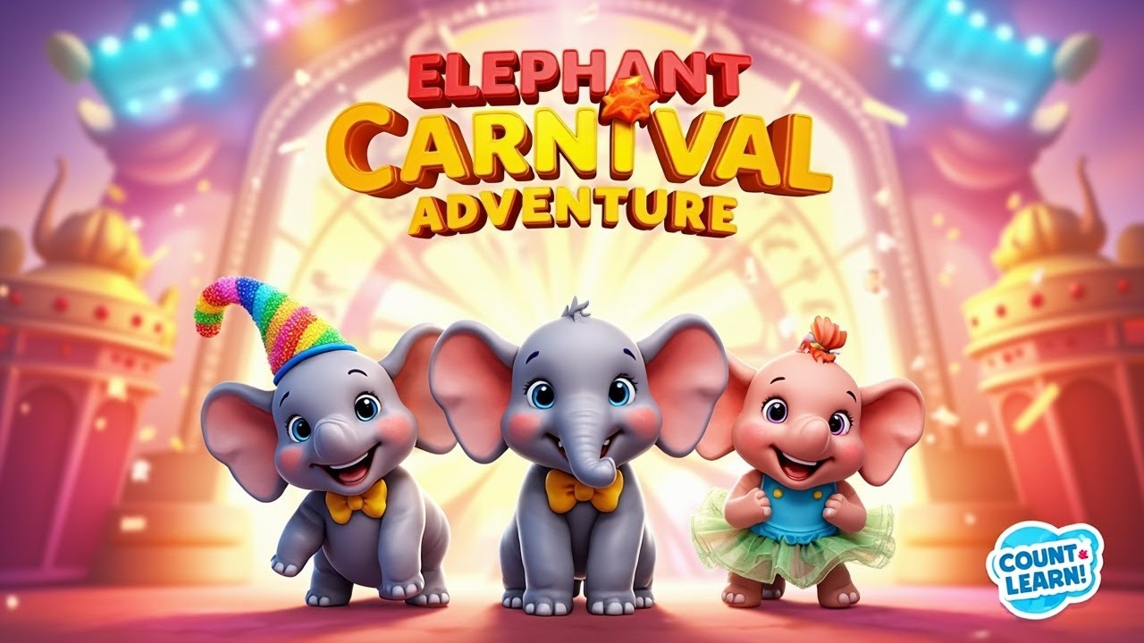 Preschool Fun: Elephant at the Carnival | Color & Count 🎪 - YouTube
