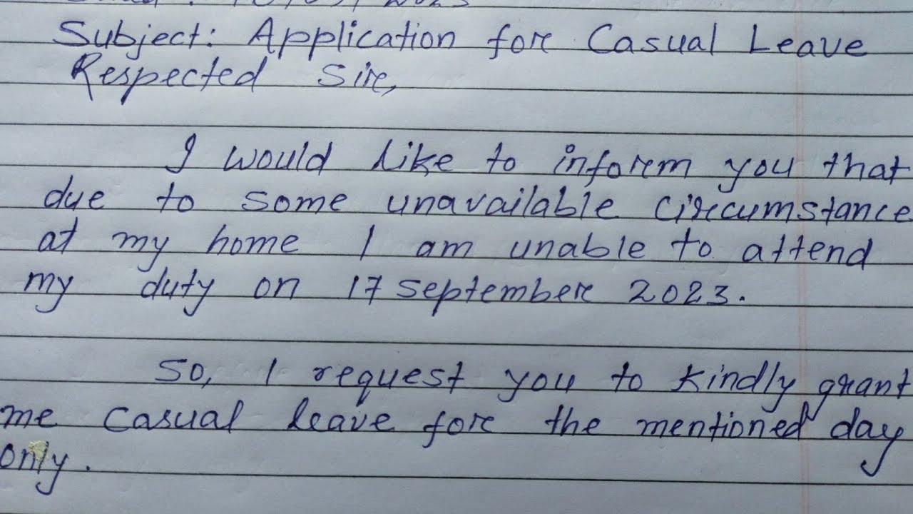 Application for Casual Leave||Easy to adjust to your requirements - YouTube