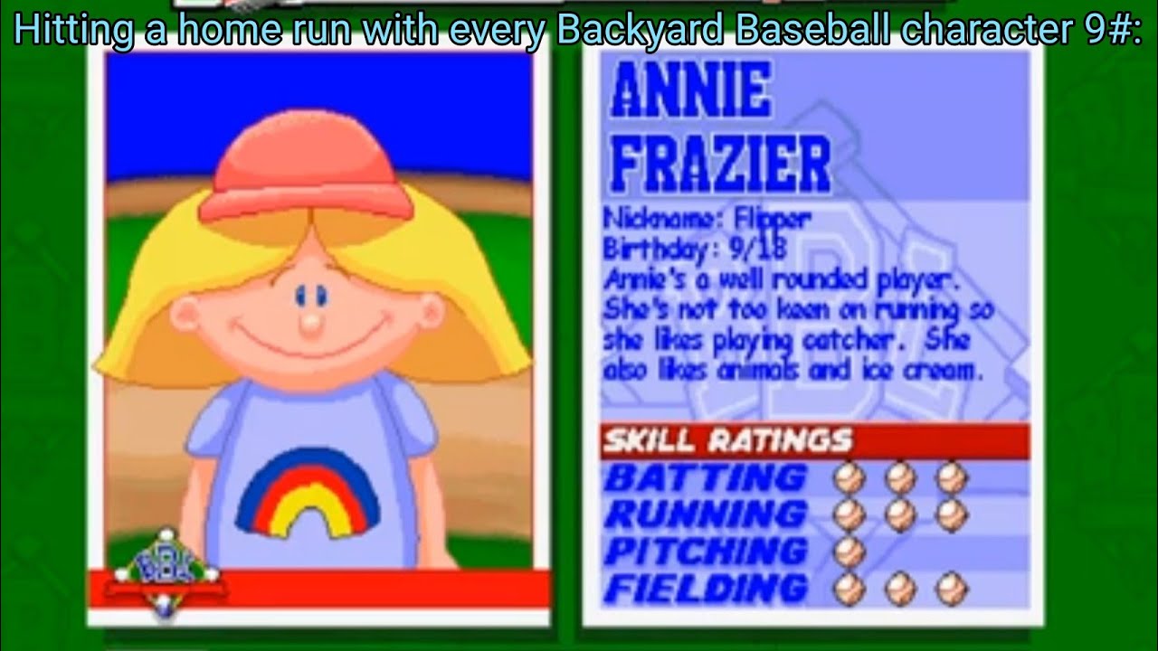 hitting a home run with every Backyard Baseball character 9#: Annie Frazier - YouTube