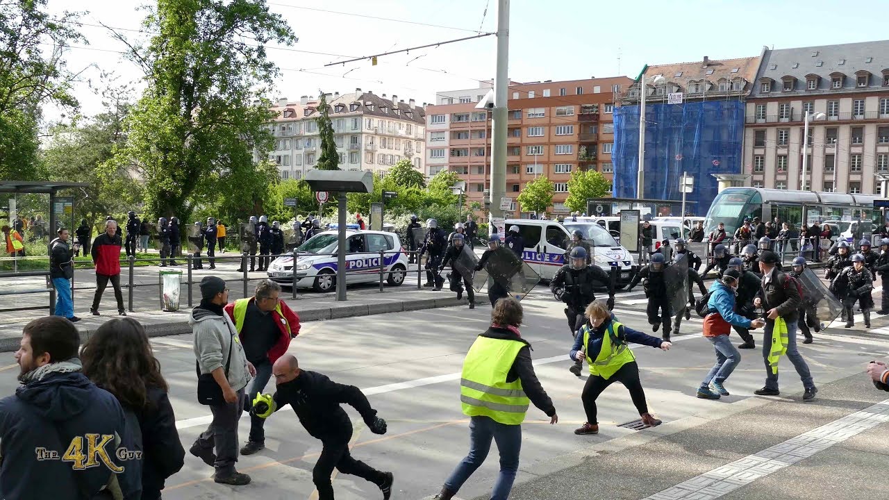 Strasbourg: Vidéo intégrale GJ Acte 24 / One hour raw France riot ...